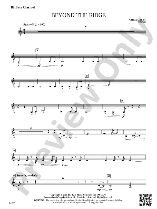 Beyond the Ridge: B-flat Bass Clarinet: B-flat Bass Clarinet Part ...