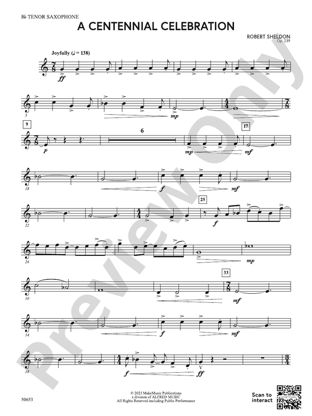 A Centennial Celebration B Flat Tenor Saxophone B Flat Tenor