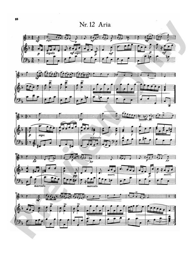 Mozart: Twelve Little Pieces from the Notebook of Wolfgang Mozart: No. 12, Aria (Piano) Part ...