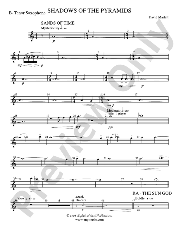 Shadows of the Pyramids: B-flat Tenor Saxophone: B-flat Tenor Saxophone ...