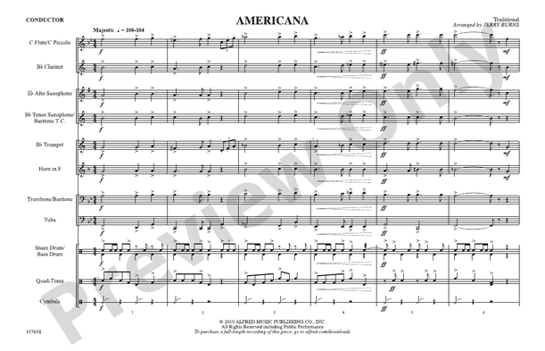 Americana: Marching Band Conductor Score & Parts - Digital Sheet Music ...