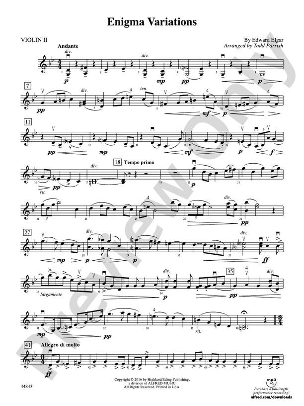 Enigma Variations: 2nd Violin: 2nd Violin Part - Digital Sheet Music Download