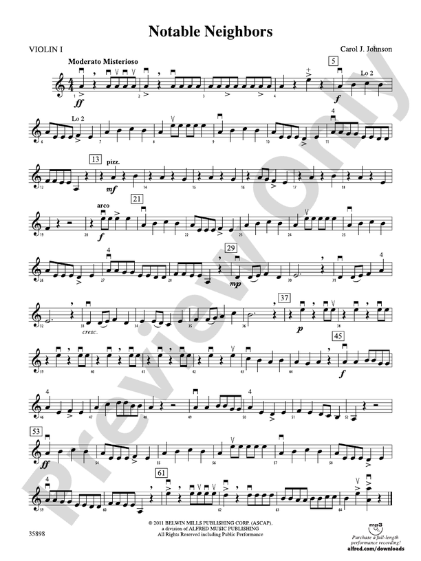 Notable Neighbors: 1st Violin: 1st Violin Part - Digital Sheet Music ...
