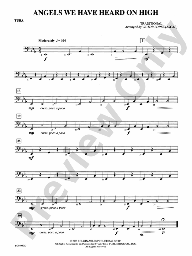Angels We Have Heard on High: Tuba: Tuba Part - Digital Sheet Music ...