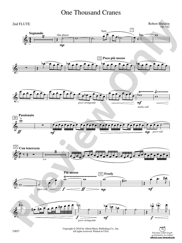 One Thousand Cranes: 2nd Flute: 2nd Flute Part - Digital Sheet Music Download