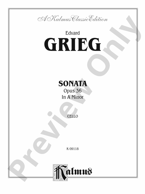 Grieg: Cello Sonata in A Minor, Op. 36: Cello Sonata in A Minor, Op. 36 (Cello) Part - Digital ...