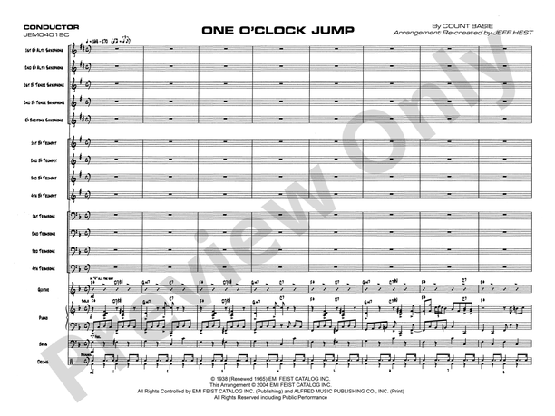 One O'Clock Jump: Score: Jazz Ensemble Score - Digital Sheet Music Download