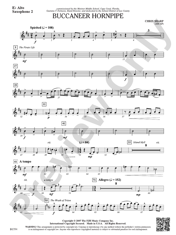 Buccaneer Hornpipe: E-flat Alto Saxophone 2: E-flat Alto Saxophone 2 ...