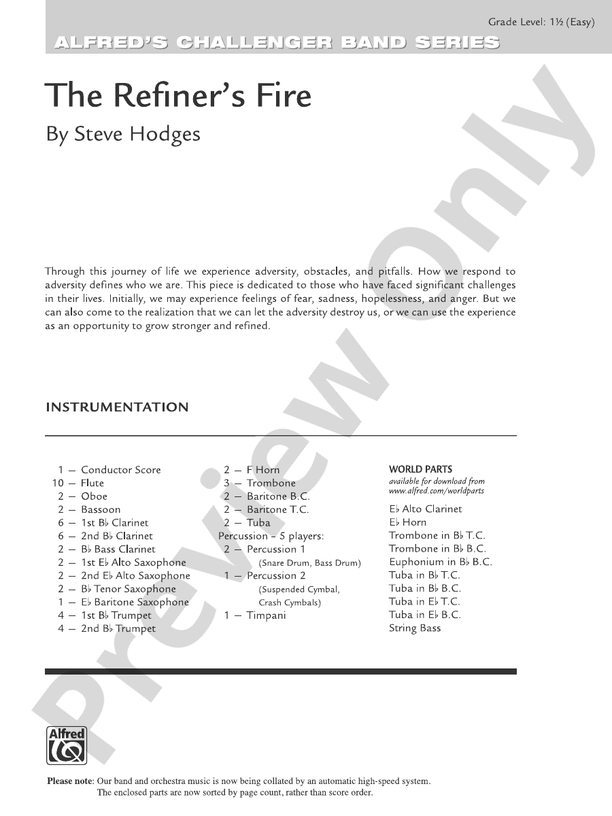 The Refiner's Fire: Score: Concert Band Score - Digital Sheet Music ...