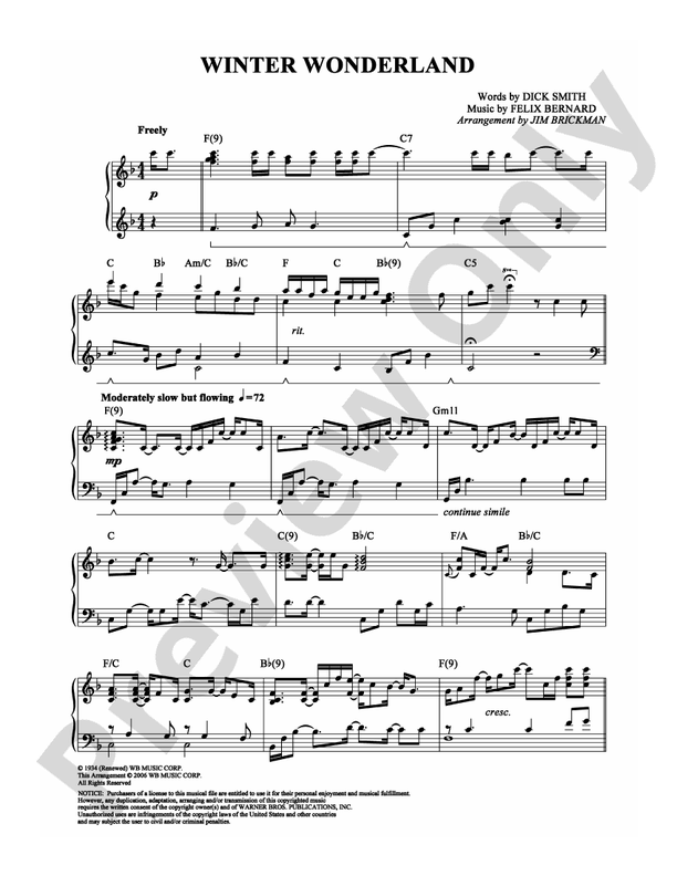 Winter Wonderland: Piano: Felix Bernard - Digital Sheet Music Download