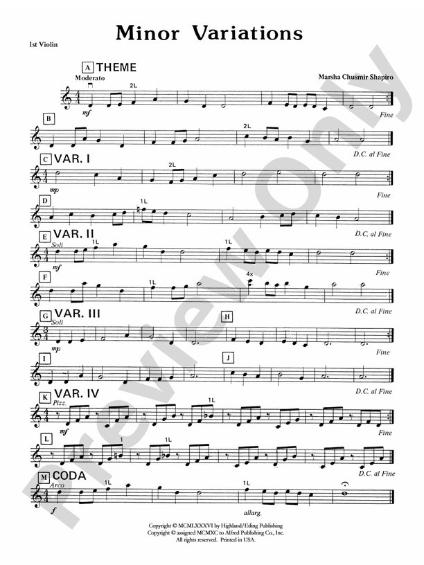 Minor Variations: 1st Violin: 1st Violin Part - Digital Sheet Music ...