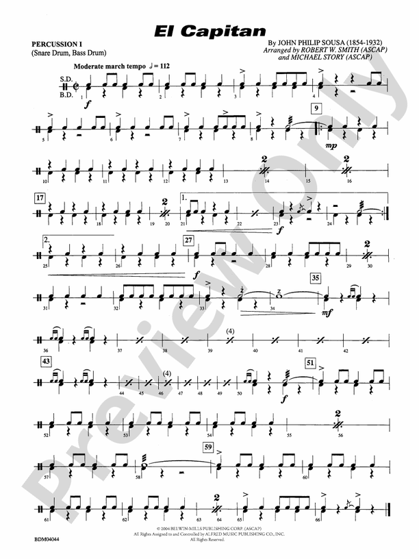 El Capitan: 1st Percussion: 1st Percussion Part - Digital Sheet Music ...