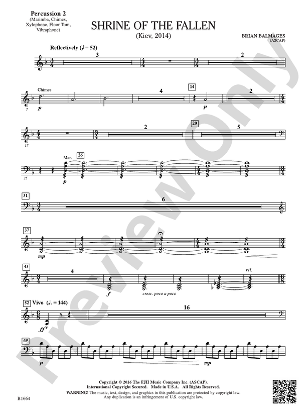 Shrine of the Fallen: Percussion 2: Percussion 2 Part: Brian Balmages - Digital Sheet Music Download