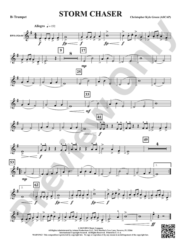 Storm Chaser: 1st B-flat Trumpet: 1st B-flat Trumpet Part: Christopher ...