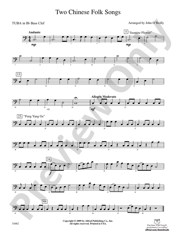 Two Chinese Folk Songs: (wp) B-flat Tuba B.C.: (wp) B-flat Tuba B.C ...