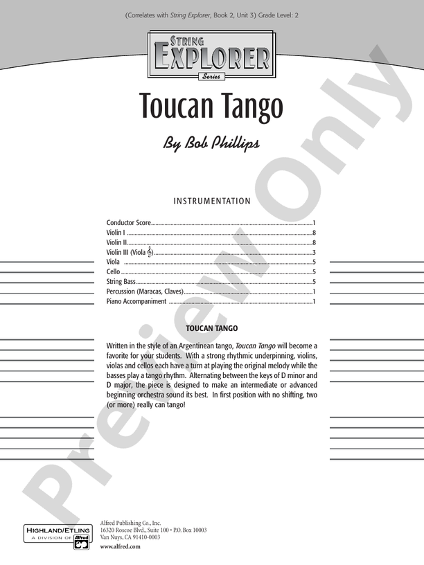 Toucan Tango: Score: String Orchestra Score - Digital Sheet Music Download