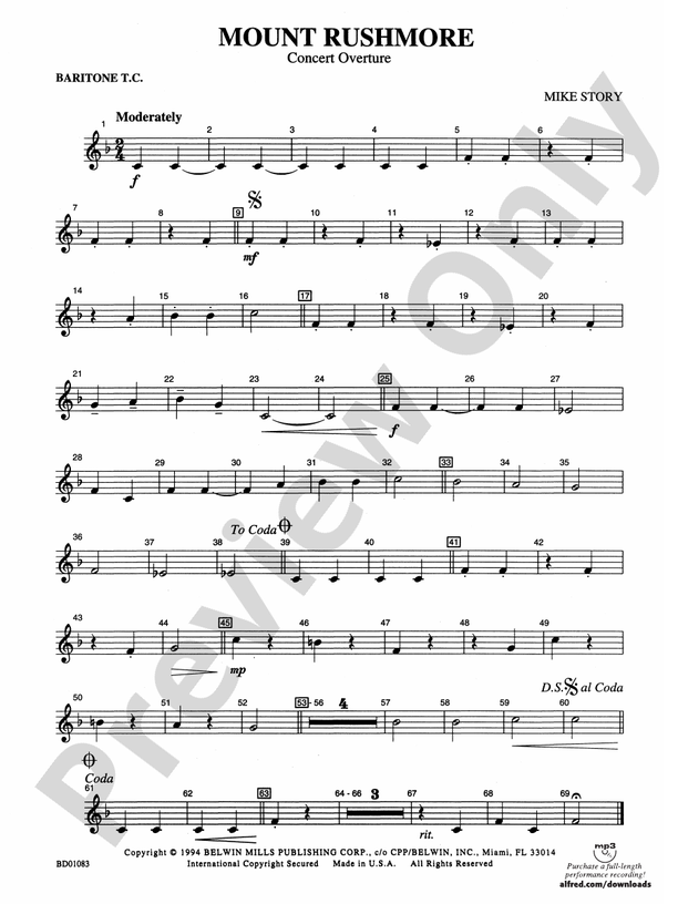 Mount Rushmore: Baritone T.C.: Baritone T.C. Part - Digital Sheet Music ...