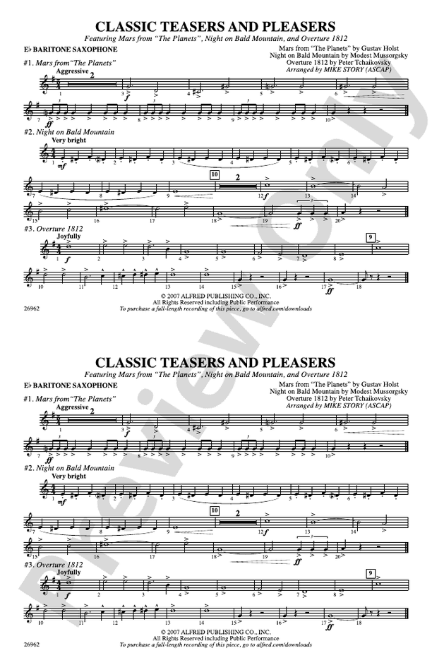 Classic Teasers and Pleasers: E-flat Baritone Saxophone: E-flat Baritone Saxophone Part ...