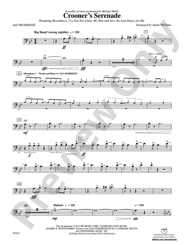 Crooner’s Serenade: 2nd Trombone: 2nd Trombone Part - Digital Sheet Music Download