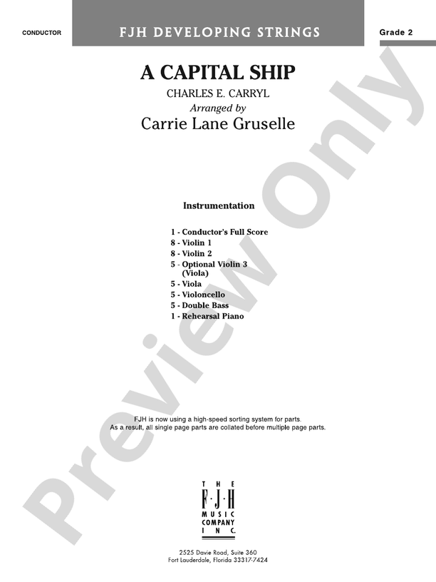 A Capital Ship: Score: String Orchestra Score: Charles E. Carryl ...