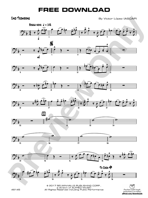 Free Download: 2nd Trombone: 2nd Trombone Part - Digital Sheet Music Download