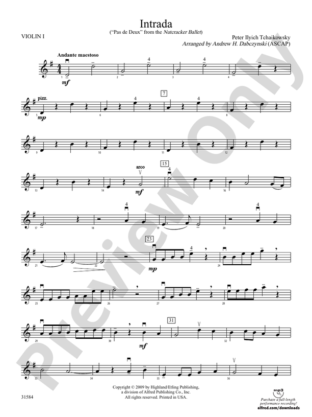 Intrada (Pas de Deux from the Nutcracker Ballet): 1st Violin: 1st ...