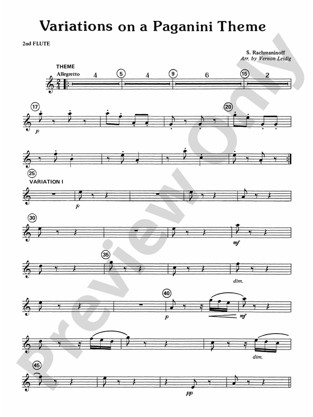 Variations on a Paganini Theme: 2nd Flute: 2nd Flute Part - Digital ...
