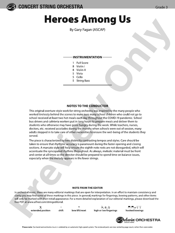 Heroes Among Us: String Orchestra Conductor Score & Parts: Gary Fagan ...