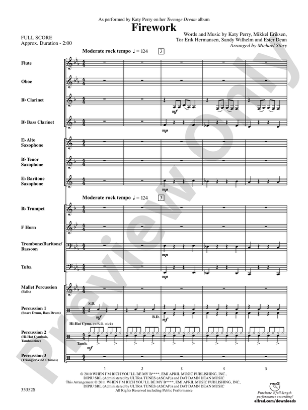 Firework: Score: Concert Band Score - Digital Sheet Music Download