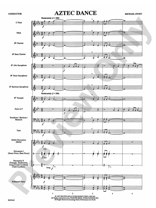 Aztec Dance: Score: Concert Band Score - Digital Sheet Music Download