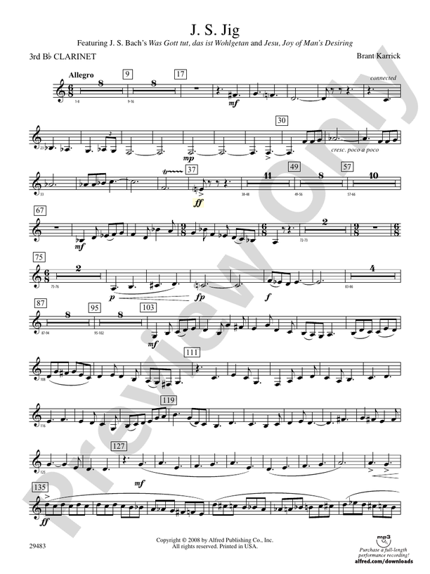 J.S. Jig: 3rd B-flat Clarinet: 3rd B-flat Clarinet Part - Digital Sheet Music Download