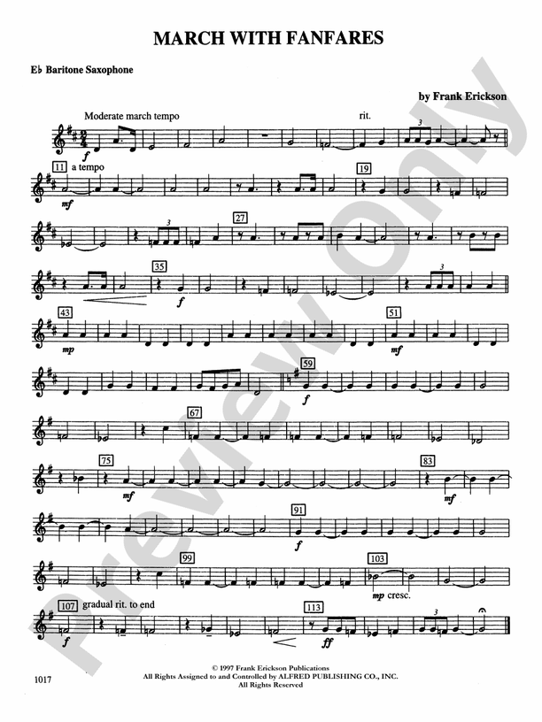March with Fanfares: E-flat Baritone Saxophone: E-flat Baritone ...