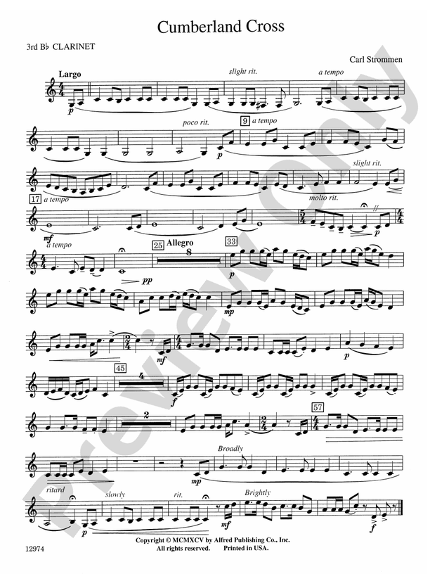 Cumberland Cross: 3rd B-flat Clarinet: 3rd B-flat Clarinet Part ...