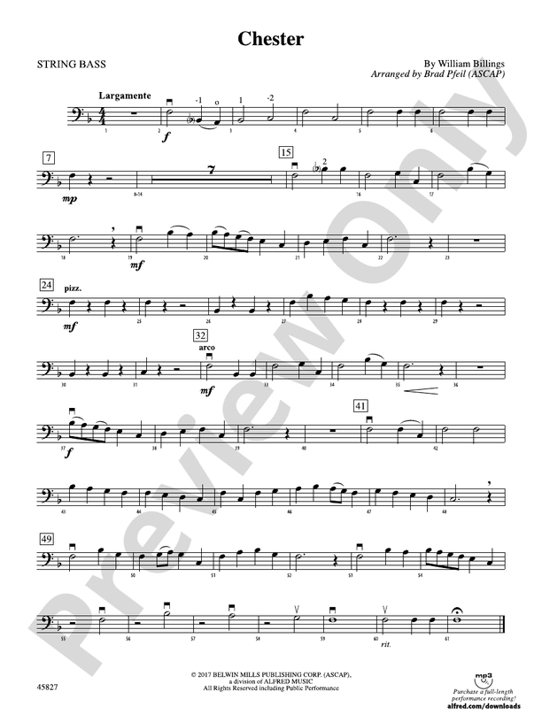 Chester: String Bass: String Bass Part - Digital Sheet Music Download