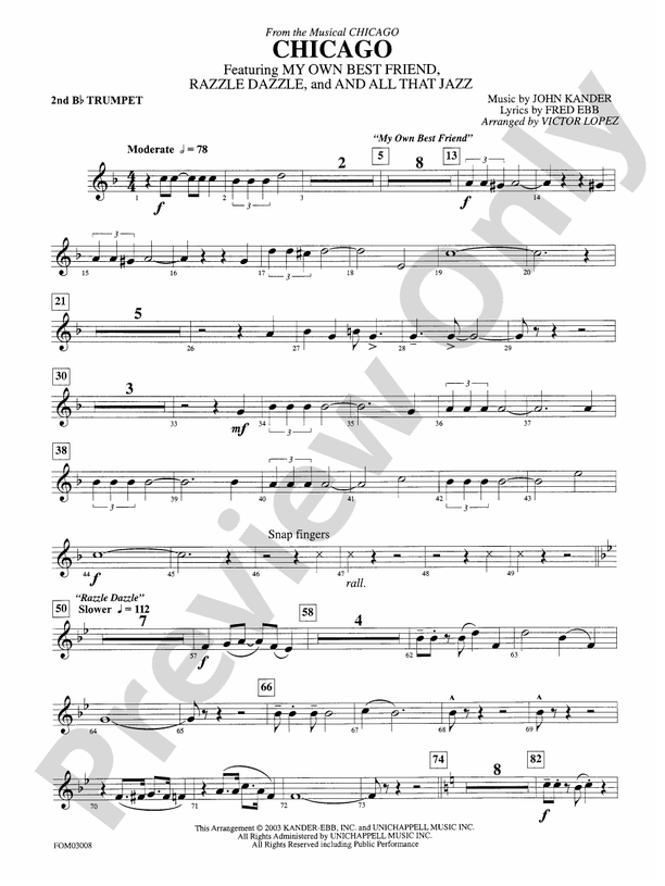 Chicago (from the musical Chicago): 2nd B-flat Trumpet: 2nd B-flat ...