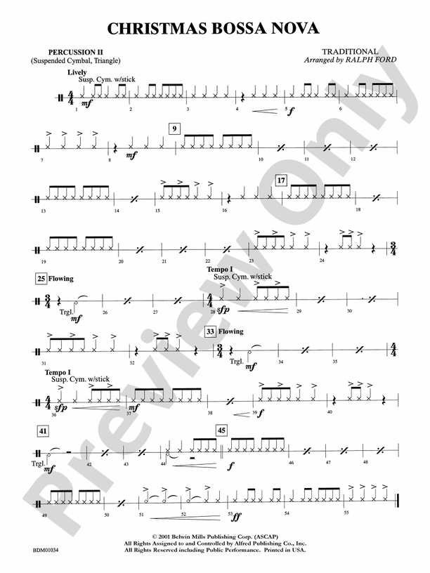 Christmas Bossa Nova: 2nd Percussion: 2nd Percussion Part - Digital Sheet Music Download