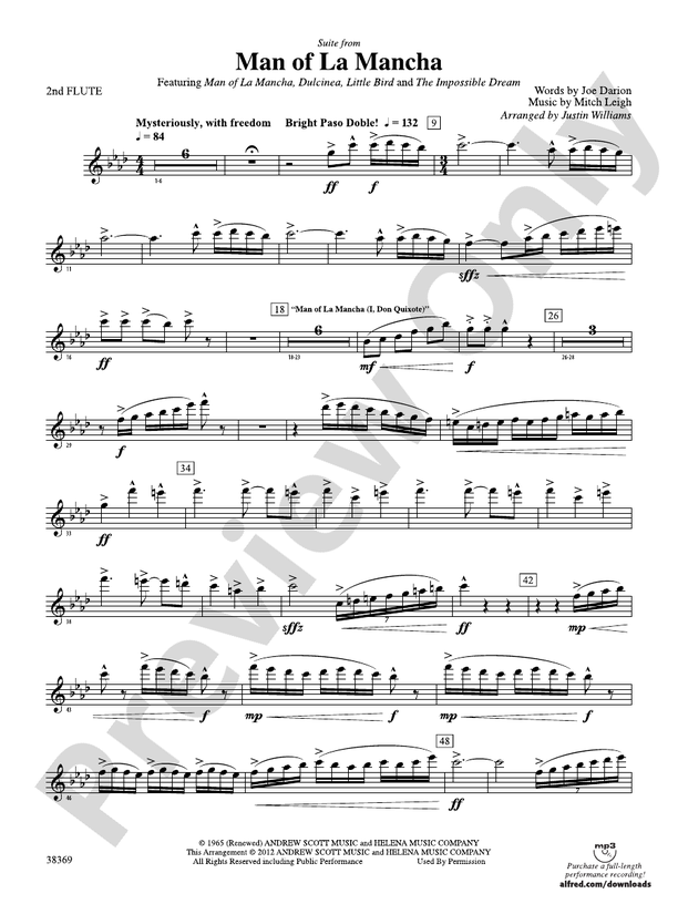 Man of La Mancha: 2nd Flute: 2nd Flute Part - Digital Sheet Music Download