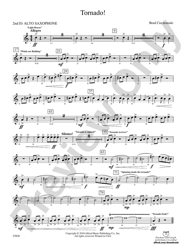 Tornado 2nd E Flat Alto Saxophone 2nd E Flat Alto Saxophone Part