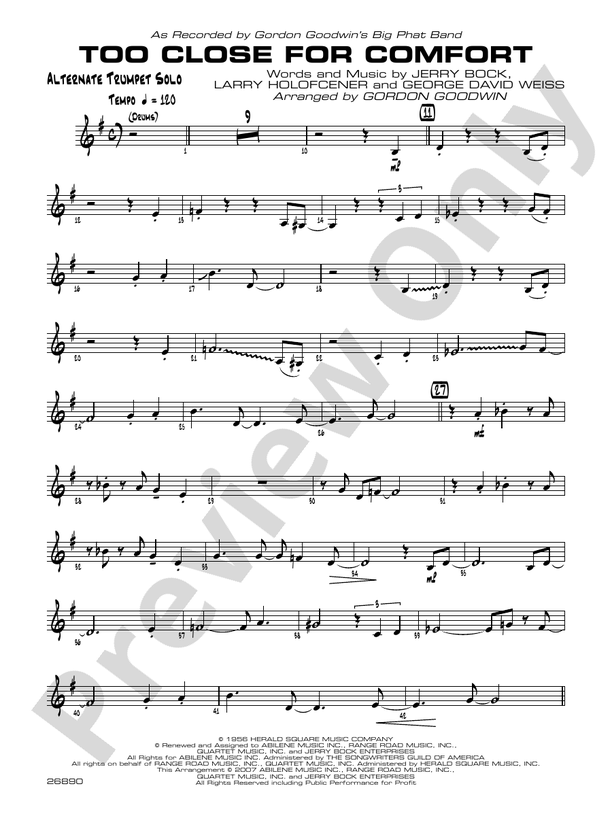 Too Close for Comfort: Alternate Trumpet Solo: Alternate Trumpet Solo ...