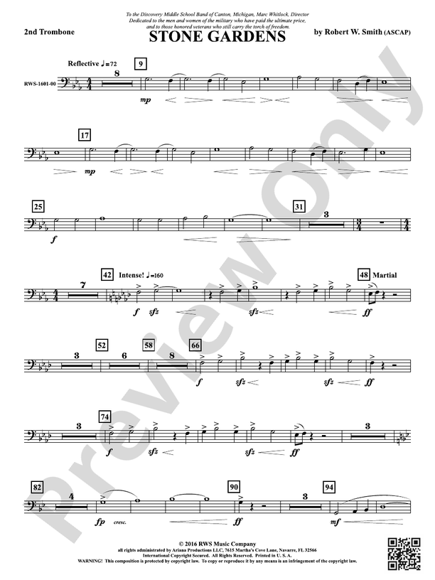 Stone Gardens: 2nd Trombone: 2nd Trombone Part: Robert W. Smith - Digital Sheet Music Download