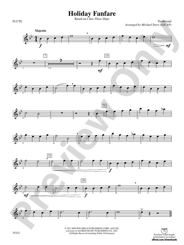 Holiday Fanfare: Flute: Flute Part - Digital Sheet Music Download