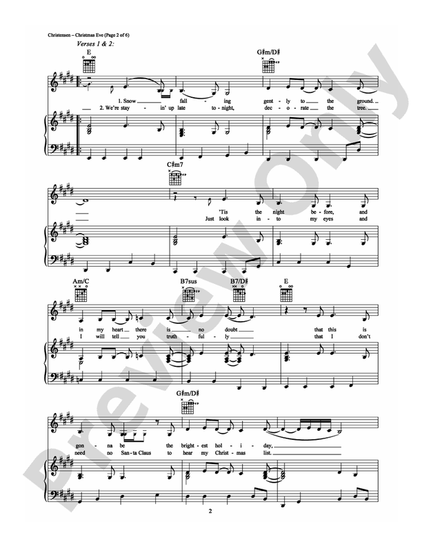 Christmas Eve: Piano/Vocal/Chords: Maria Christensen - Digital Sheet ...