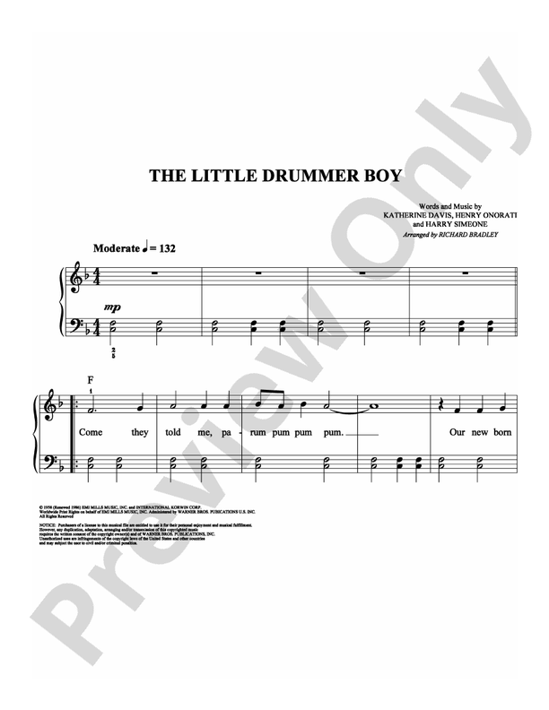 The Little Drummer Boy: Easy Piano: Henry Onorati - Digital Sheet Music ...