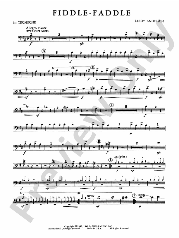 Fiddle-Faddle: 1st Trombone: 1st Trombone Part - Digital Sheet Music ...