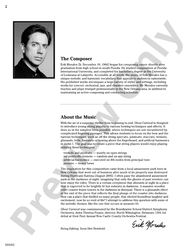 Ghost Carnival: String Orchestra Conductor Score & Parts: Erik Morales ...