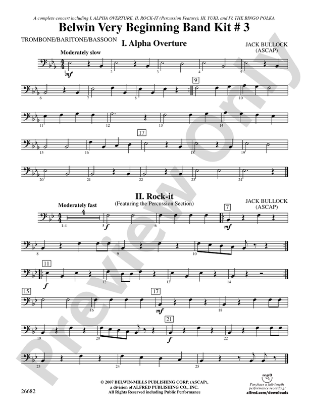 Belwin Very Beginning Band Kit #3: 1st Trombone: 1st Trombone Part ...