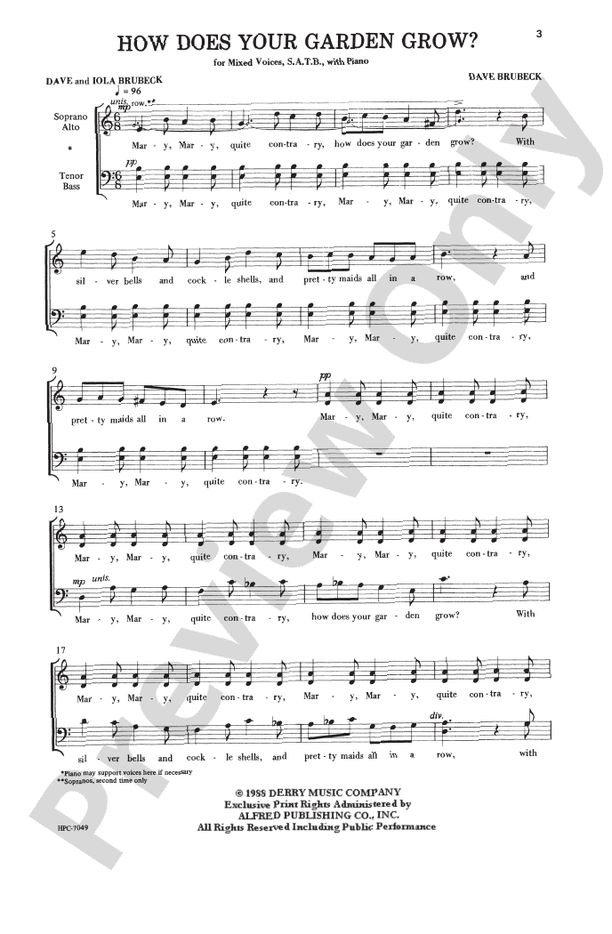 How Does Your Garden Grow? (from Four New England Pieces): SATB Choral ...