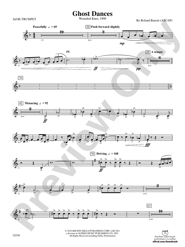 Ghost Dances: 3rd B-flat Trumpet: 3rd B-flat Trumpet Part - Digital ...