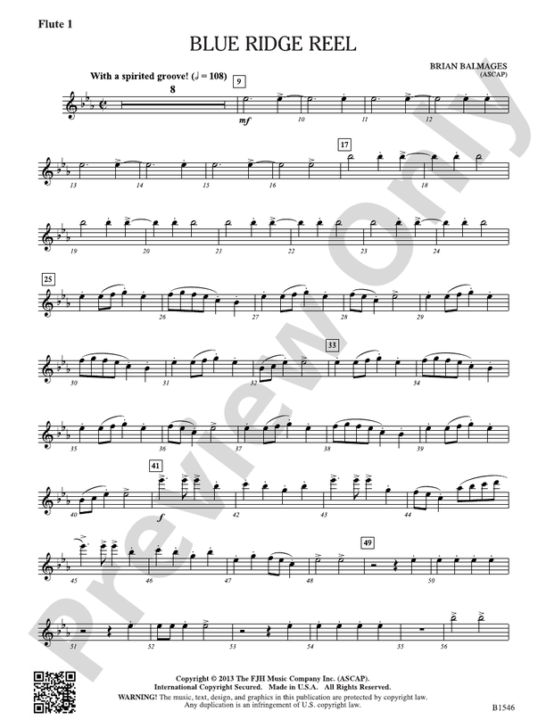 Blue Ridge Reel: Flute 1: Flute 1 Part: Brian Balmages - Digital Sheet ...