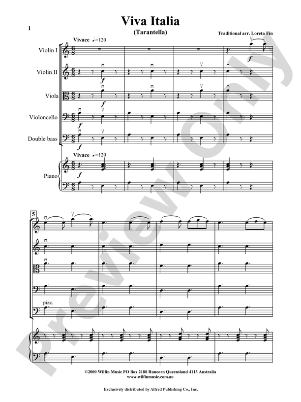 Viva Italia (Tarentella): Score: String Orchestra Score - Digital Sheet Music Download